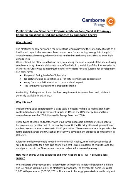 Public Exhibition: Solar Farm Proposal at Manor Farm/Land at ...