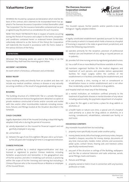 Policy Wording - Great Eastern Life