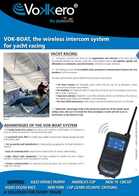 Â® VOK-BOAT, the wireless intercom system for yacht racing - Vokkero