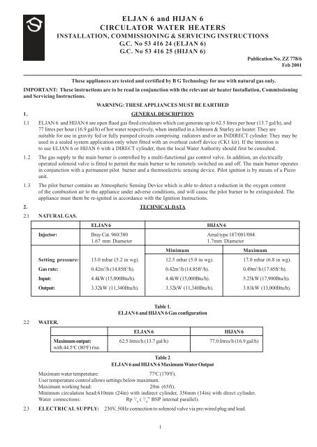 ELJAN 6 and HIJAN 6 CIRCULATOR WATER ... - Johnson & Starley