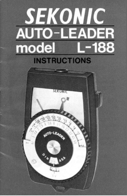 Sekonic Auto-Leader L-188 Exposure Meter: English Quick Guide ...