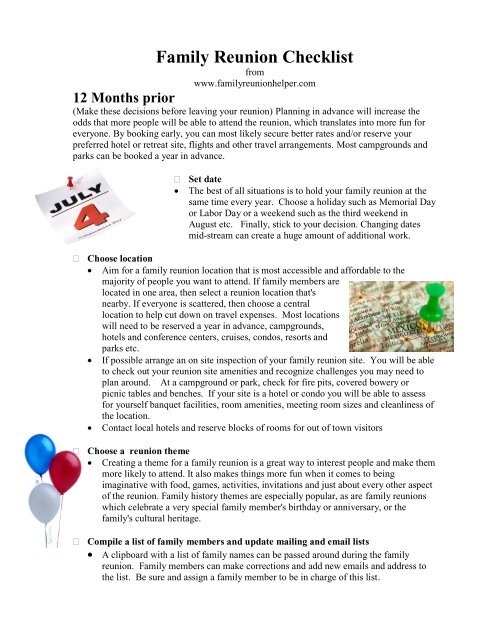 To Download A PDF Version Of The Family Reunion Checklist