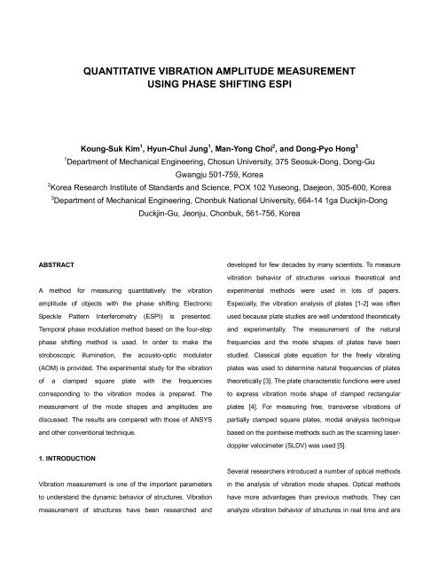 Quantitative Vibration Amplitude Measurement Using Phase Shifting ... Quantitative Vibration Amplitude Measurement Using Phase Shifting ...
