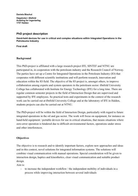 PhD project description Background This PhD ... - Daniela Blauhut