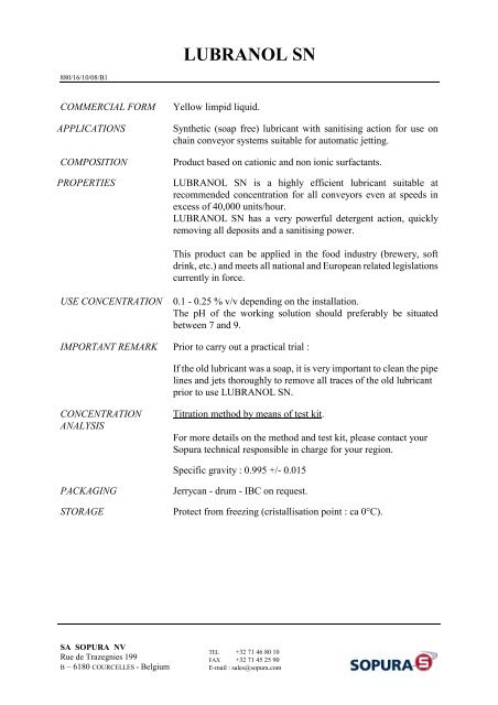 LUBRANOL SN - Castle Malting