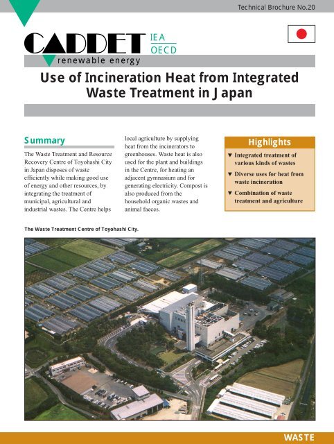 Use of Incineration Heat from Integrated Waste Treatment in Japan
