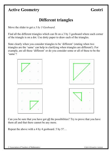 Active Geometry Geoboard tasks