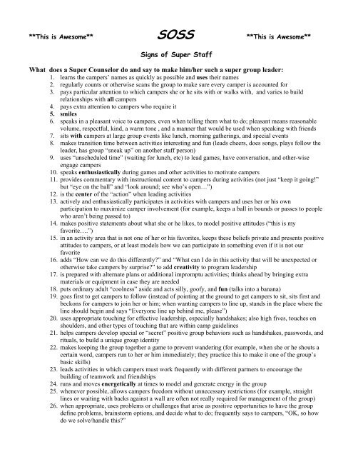 Signs of Super Staff What does a Super Counselor do and say to ...