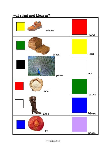 Rijmen met kleuren - Juf Janneke