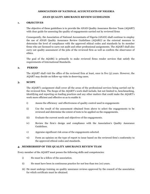 Audit and Assurance Quality Control Guidelines - ANAN