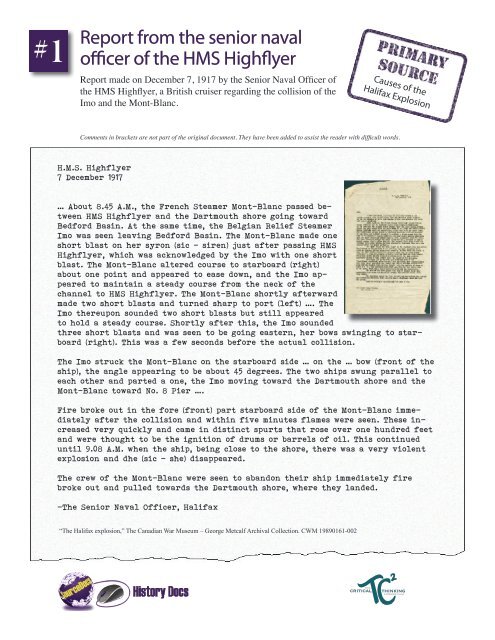 Report from the senior naval officer of the HMS ... - Source Docs