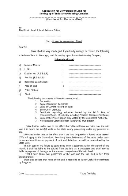Application for Conversion of Land for Setting up of ... - Darjeeling