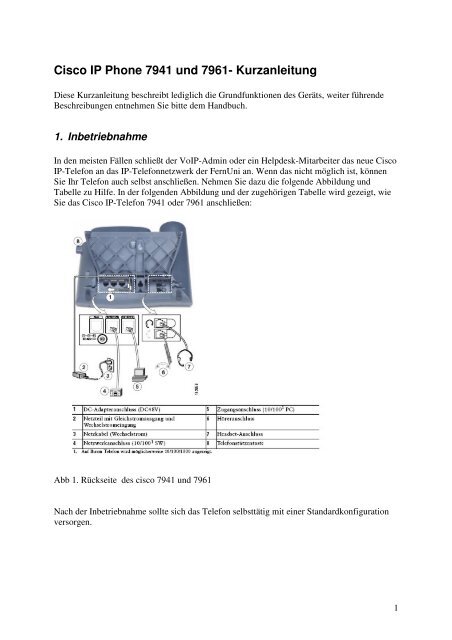 Cisco IP Phone 7941 und 7961- Kurzanleitung