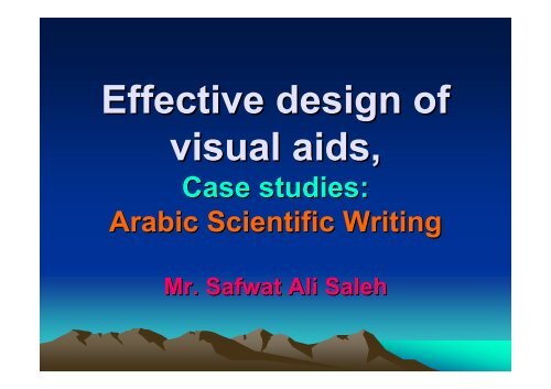 Effective design of visual aids,