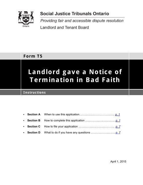 T5 Instructions - Landlord Tenant Board