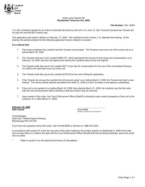 CEL-16491-R-L1 - Landlord Tenant Board