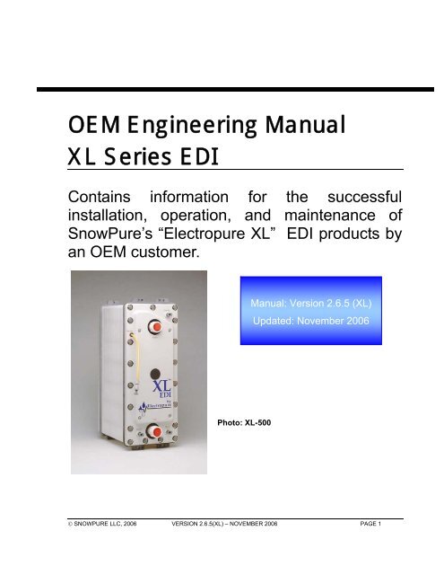 OEM Technical Manual - SnowPure