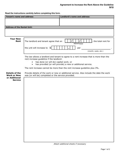 Form N10 - Landlord Tenant Board