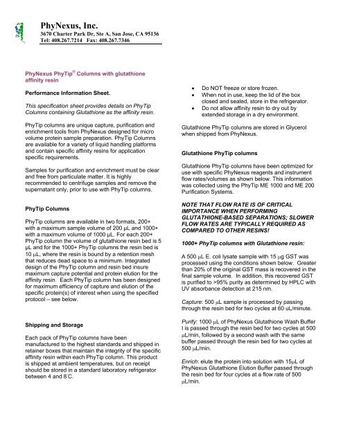 Glutathione Product Insert Sheet - PhyNexus, Inc.