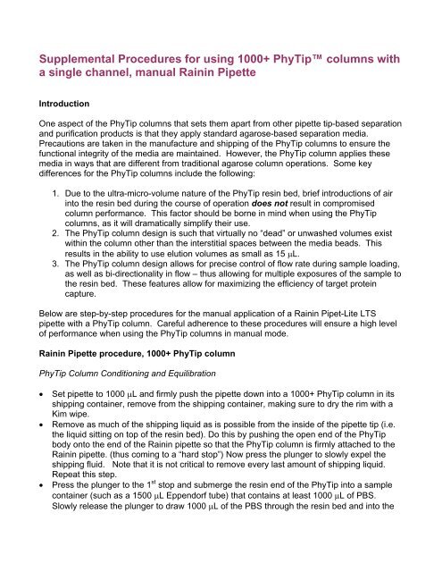 Supplemental Procedures for using 1000+ PhyTipâ ¢ columns with a ...