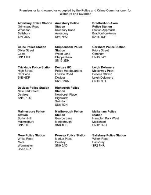 Information on premises or land - May 2013 - Police and Crime ...