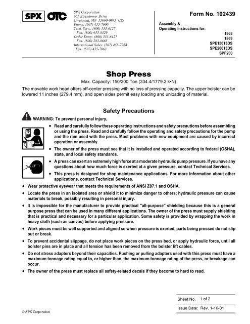 English Operating Instructions - OTC