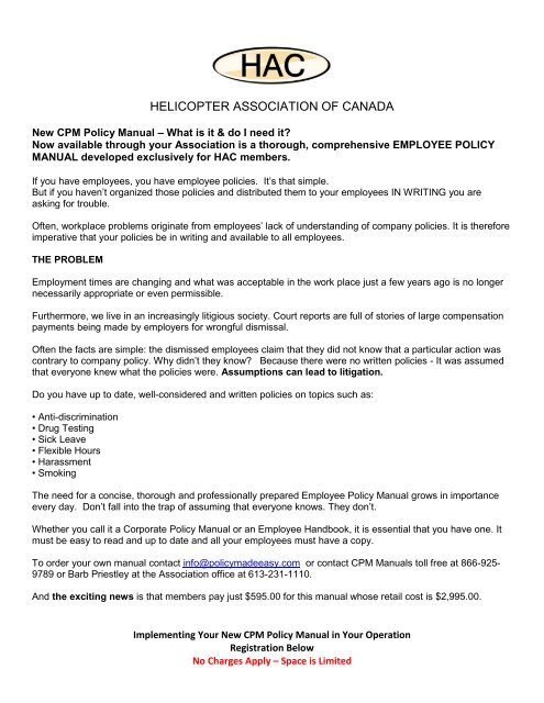 Implementing Your New CPM Policy Manual in Your Operation