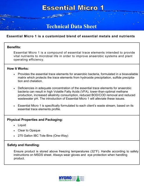 Essential Micro 1 - Hydro Solutions