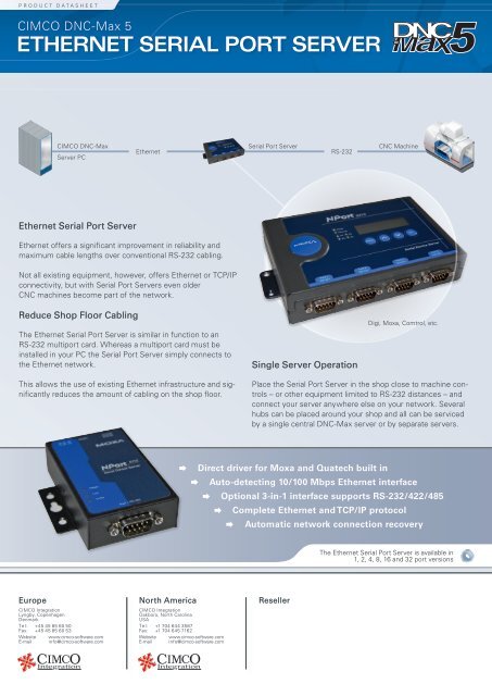 ETHERNET SERIAL PORT SERVER - CIMCO Integration