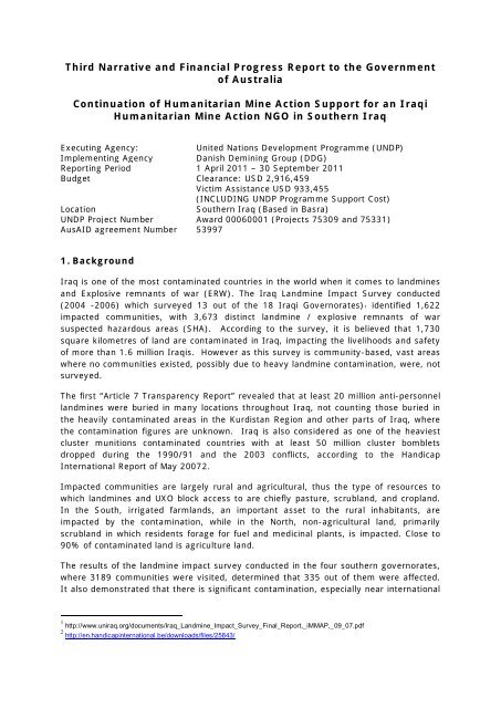 Third Narrative and Financial Progress Report to the ... - AusAID