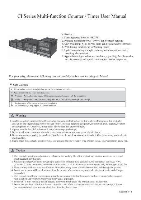 CI Series Multi-function Counter / Timer User Manual - Elnu.se