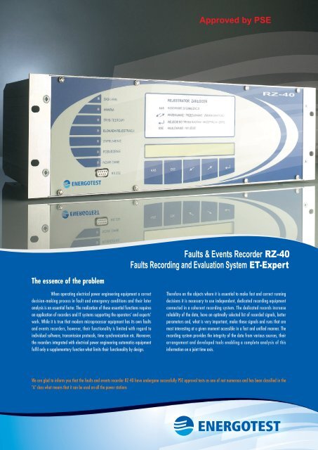 Faults and Events Recorder RZ-40 - Energotest