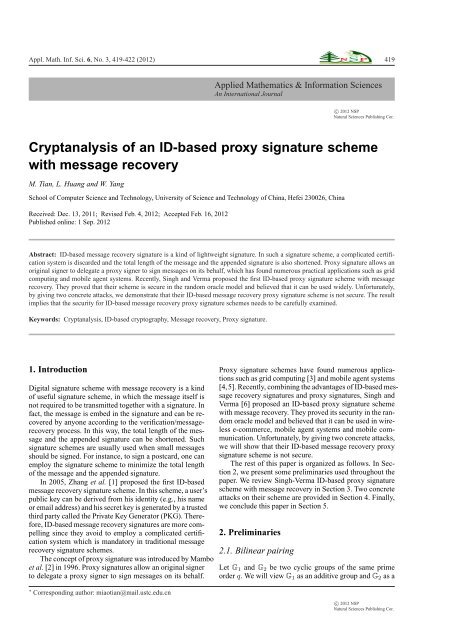 Cryptanalysis of an ID-based proxy signature scheme with message ...