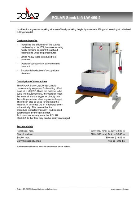 POLAR Stack Lift LW 450-2 - POLAR Mohr
