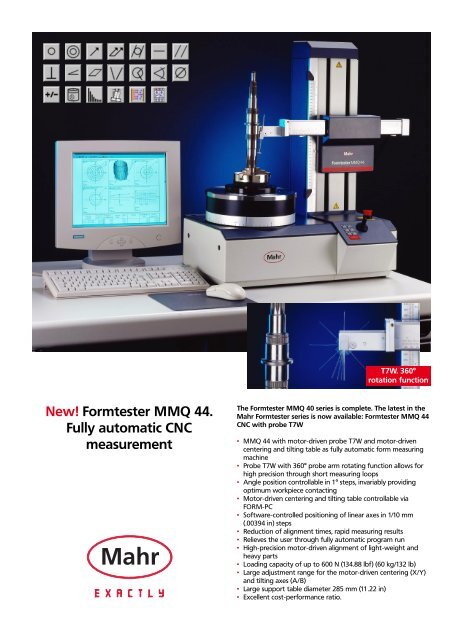 New! Formtester MMQ 44. Fully automatic CNC measurement