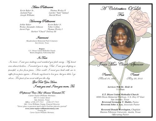 Download Program - Carter Taylor Williams Mortuary