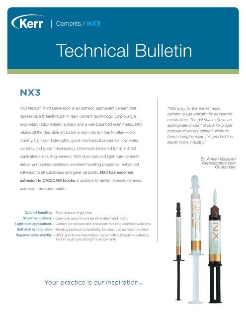 Cements / NX3 Technical Bulletin - Kerr