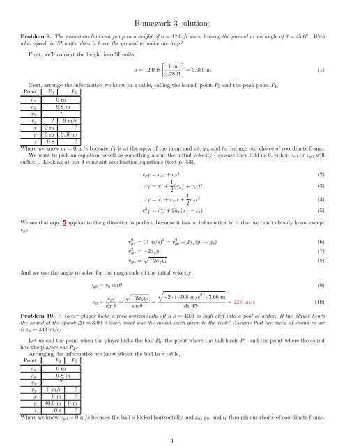 Homework 3 solutions