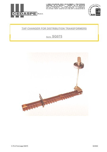 TAP CHANGER FOR DISTRIBUTION TRANSFORMERS - Cedaspe