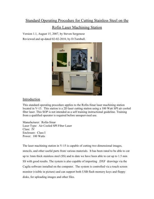 Standard Operating Procedure for - Technology