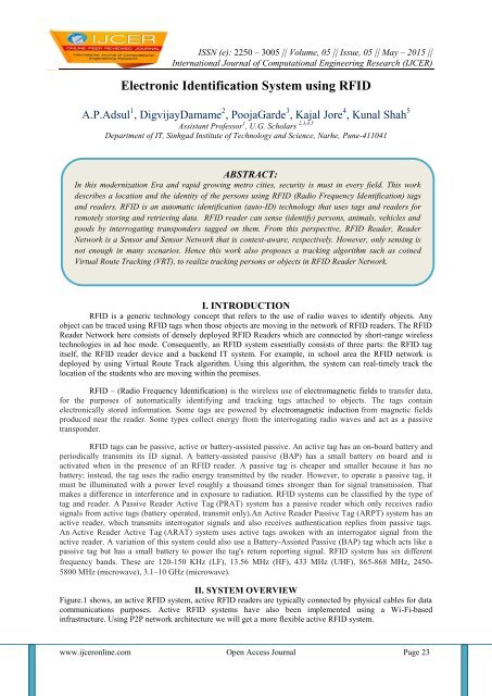 Electronic Identification System using RFID