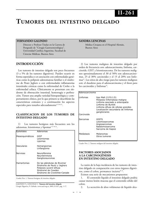 Tumores del intestino delgado. - sacd.org.ar
