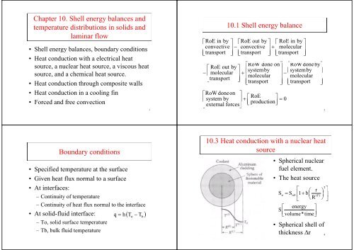 Chapter 10. Shell energy balances and p gy temperature ...