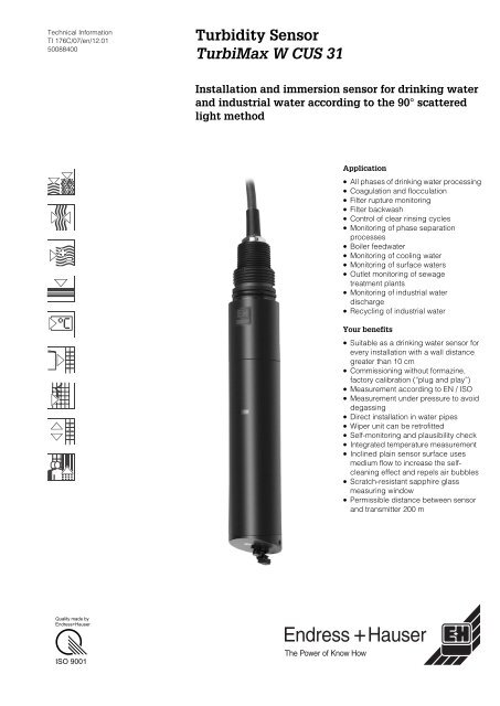 Turbidity Sensor - å¾·å ½Endress+Hauser(E+Hå ¬å ¸)