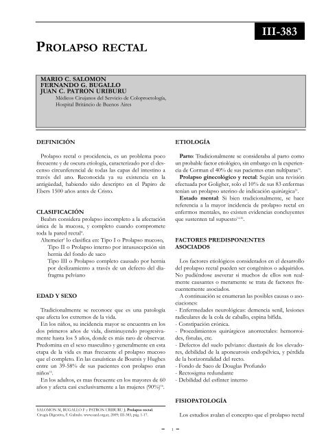 Prolapso rectal. - sacd.org.ar