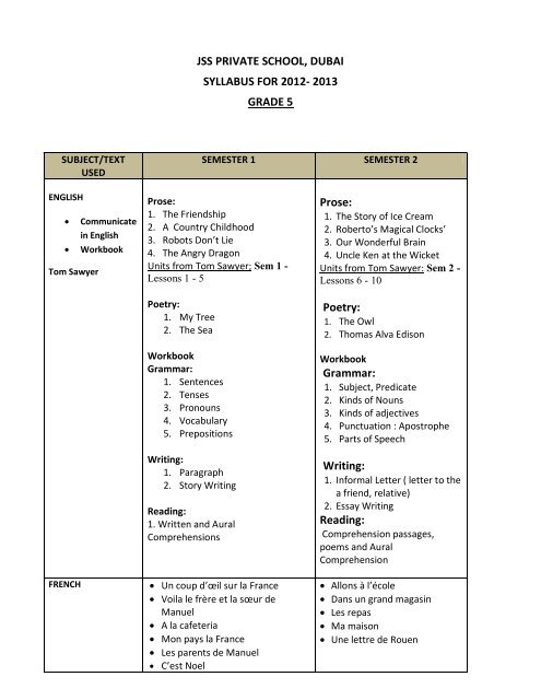 Writing - JSS Private School