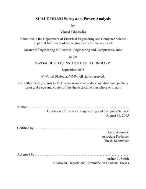PDF - SCALE DRAM Subsystem Power Analysis Vimal Bhalodia