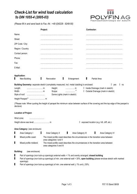 Checklist Wind Load Calculation