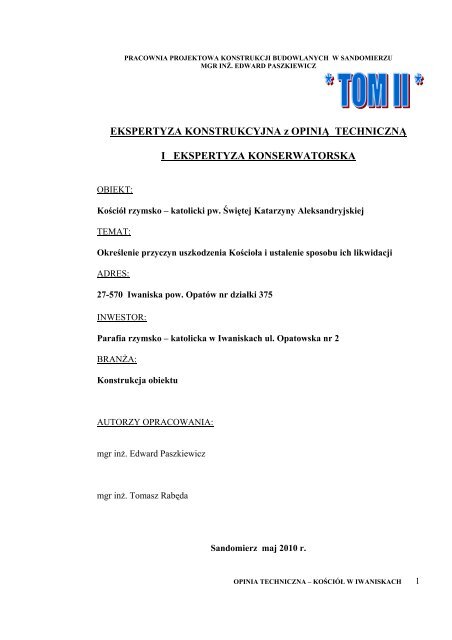 EKSPERTYZA KONSTRUKCYJNA z OPINIÄ TECHNICZNÄ I ...