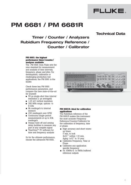 View Fluke PM6681R Specifications - TekNet Electronics